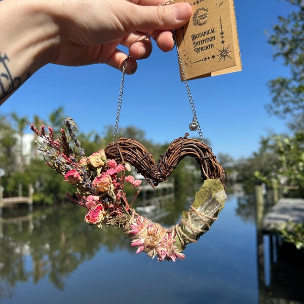 Mini Botanical Crescent Moon Peace and Protection Wreath Wildcrafted ...