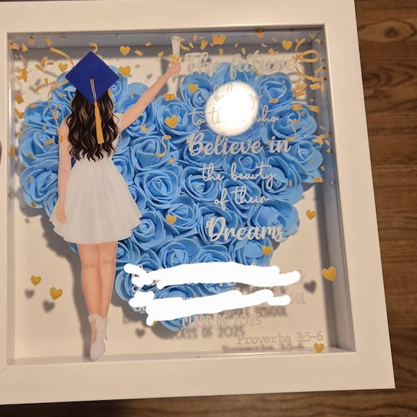 Personalized Congrats Graduation Flower Shadow Box, High School ...