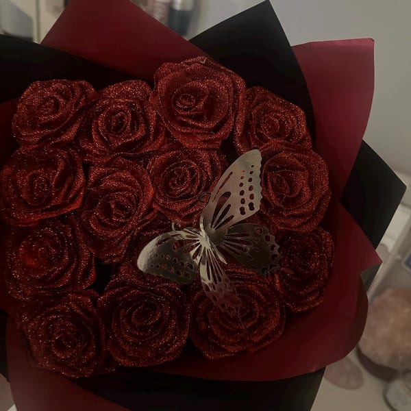 Eternal GLITTER ROSE PINK Bouquet/happy Birthday - Etsy