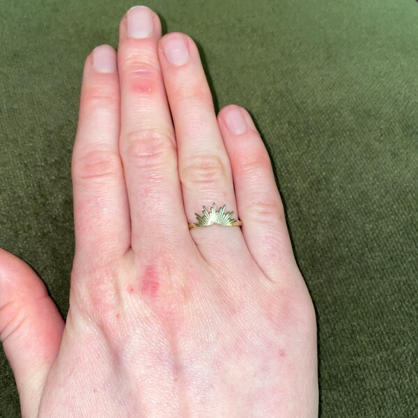 14k Solid Gold Sunburst Ring, Gold Sunbeam Ring, Sunshine Ring, Rising Sun Ring, Christmas Gifts ...