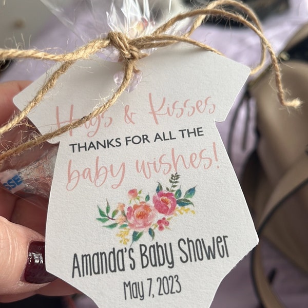 Baby Shower Favor Tags, Kisses Baby Shower Favor, Hugs and Kisses ...