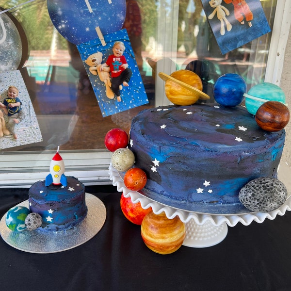 Fondant 3D Planet Cake Toppers-rice Krispy Treat Planets-planet ...