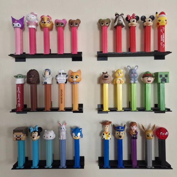Pez Dispenser Floating Wall Display Stand, Holds 5 Collectible Footed ...