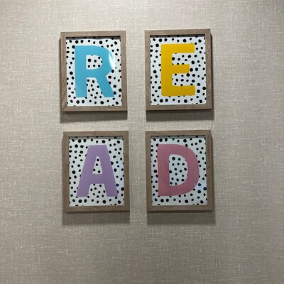 Read Letters Wall Art, Set of Four, Playroom Wall Decor, Playroom ...