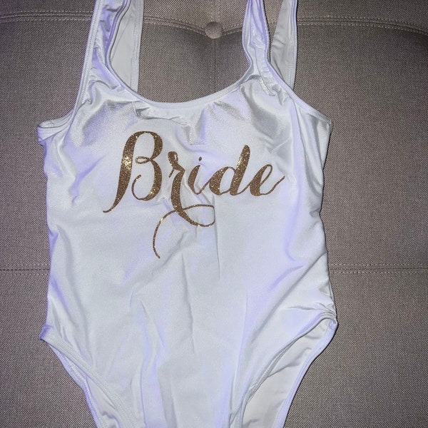 Custom Bride Swimsuit, Personalized Bachelorette Party Swimsuit ...