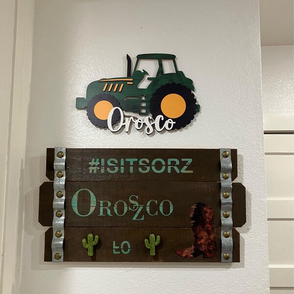 Personalized Tractor Door Sign, Custom Name Wooden Sign, Tractor Door ...