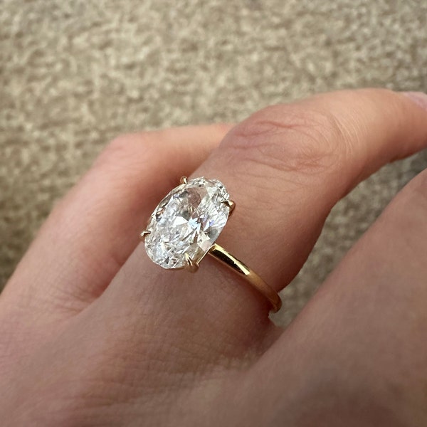 Oval Cut Lab Diamond Engagement Ring, Lab Created 5ct D VVS2 Oval ...