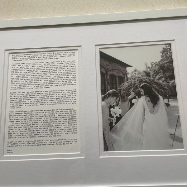 Parents of the Bride Gift, Thank You Letter to Parents, Wedding Picture ...