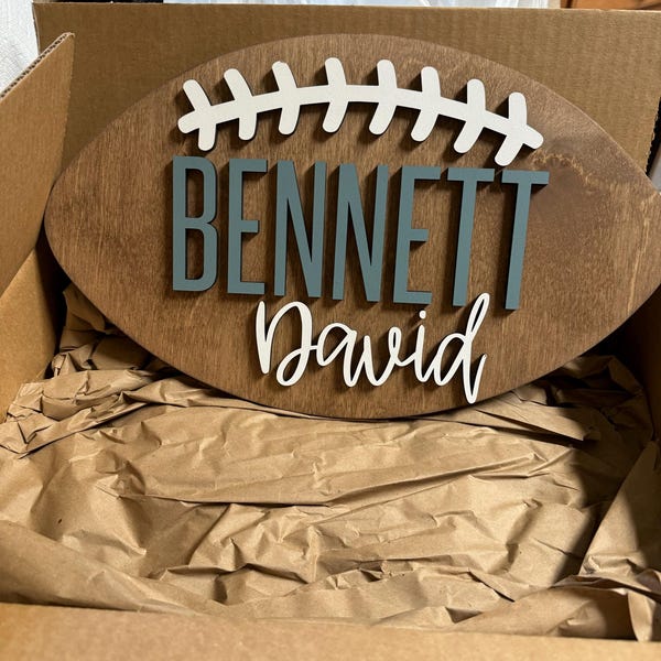 Football Name Sign | 18-36" Diameter | Round Sign | Child Baby Name ...