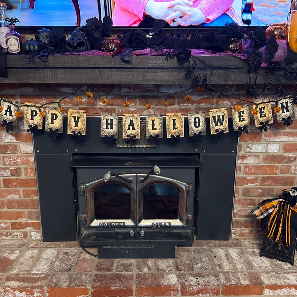 Vintage-inspired Halloween Decor, Banner With Black Bows and ...