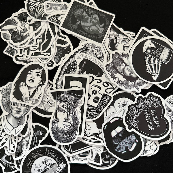 10-100 Pcs Random Gothic Stickers Dark Horror Vinyl Waterproof Black ...