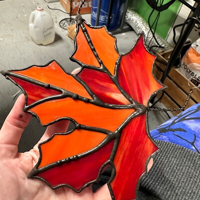 Maple Leaf With Heart Digital Pattern STAINED GLASS PATTERN Fall Colors ...