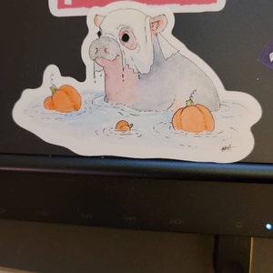 Spooky Ghost Hippo Sticker - Etsy