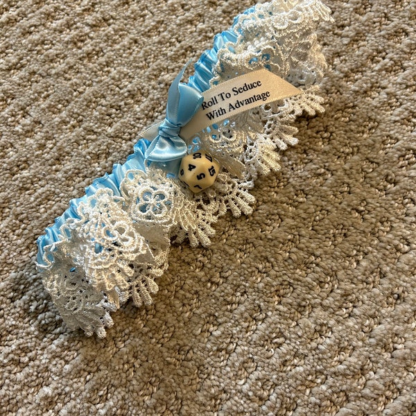 Blue RPG or Dungeons and Dragons Wedding Garter, "roll to Seduce With ...