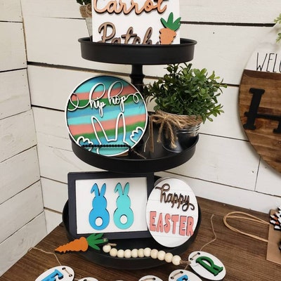 Easter Tiered Tray Set Laser Cut File, Easter Signs Bundle Laser Cut ...