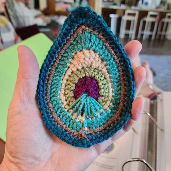 Crochet Pattern Peacock Feather Motif Java Beginners Level Original