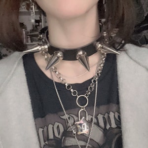 Leather Punk Collar With 9 Spikes - Etsy