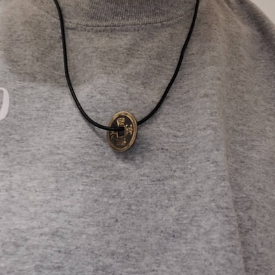 Antique Japanese 1 Mon Coin Necklace Ancient Bronze Coin Kanji 1668 ...