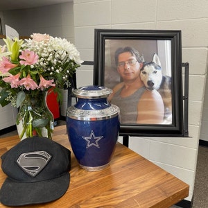 Texas Star Customized Adult Blue Funeral Cremation Urn With - Etsy