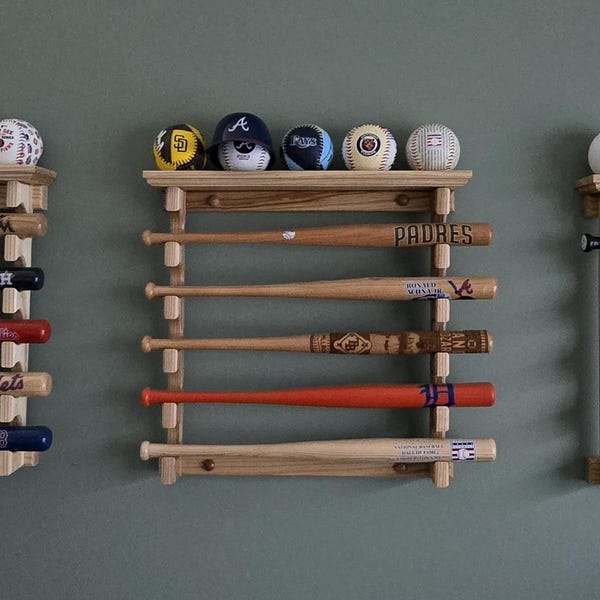 15 Mini Bat Horizontal Display Rack With Baseball Shelf - Etsy