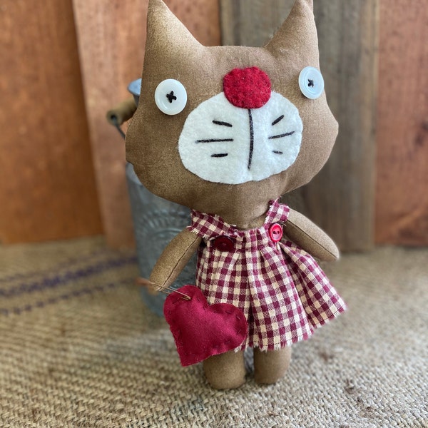 Kiki Kitty EPATTERN - Primitive Country Cat Plush Cloth Doll Craft ...