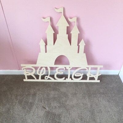 Wooden Name Sign, Disney Castle, Princess Name Sign, Personalized ...
