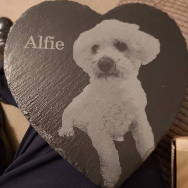 Photo Slate Heart | Personalised Photo Engraved Slate | Unusual ...
