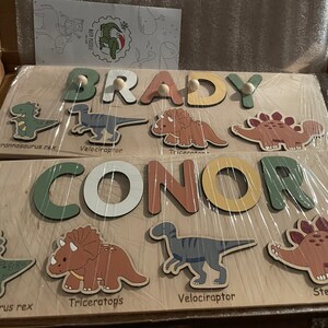 Dinosaur Name Puzzle Dinosaur First Birthday Gift Dinosaur - Etsy