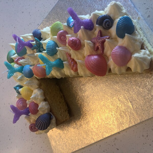 Edible Sugar Icing Sea Shells Shimmer Beach Cupcake Toppers Cake ...