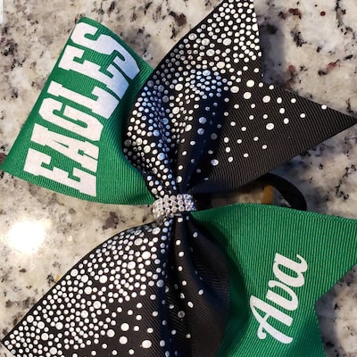 Custom Cheer Bow Black W Silver Holo Dots NOT Rhinestones With Any ...