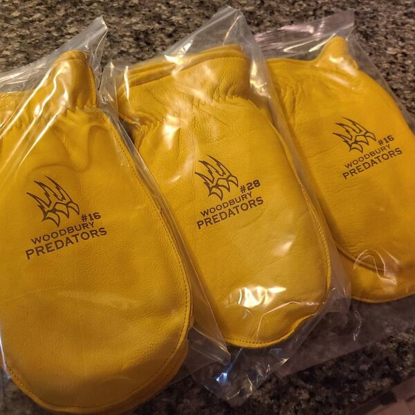 Leather Chopper Mittens With State Logo Engraved | Custom Engraved ...