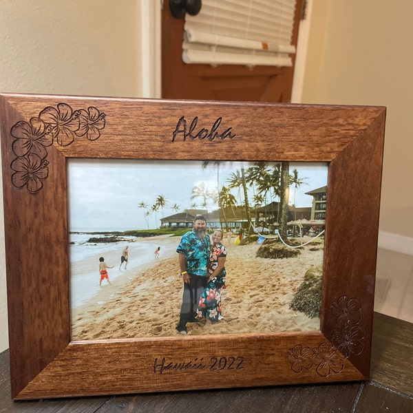 Personalized Hawaii Hibiscus Picture Frame, Any Text - Etsy