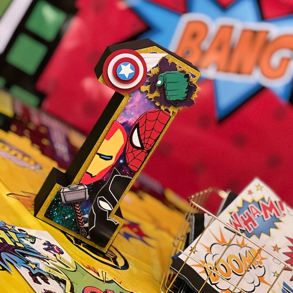 Avengers 3D Number: Personalized Superhero Party Decor - Etsy