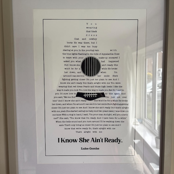 Custom Song Lyric Print | Music Poster | Wall Art | A5 A4 A3 ...