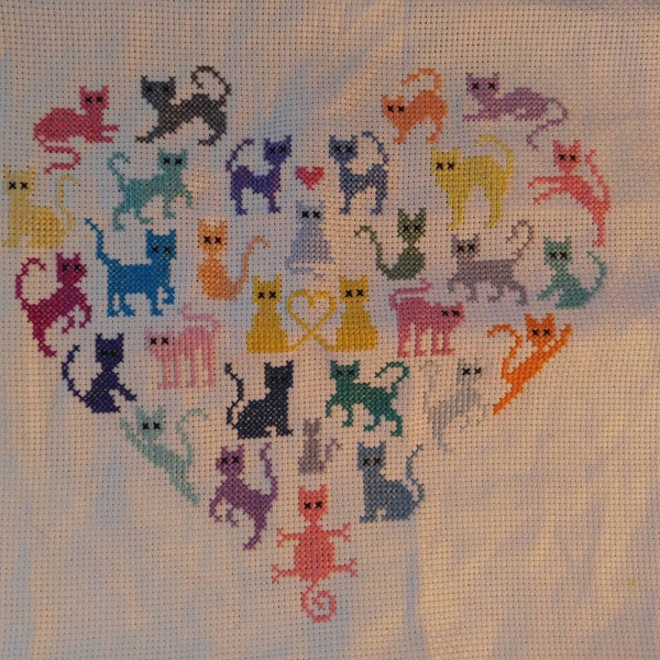 Heart and Cats 2 Cross Stitch Pattern - Instant Download PDF - Etsy