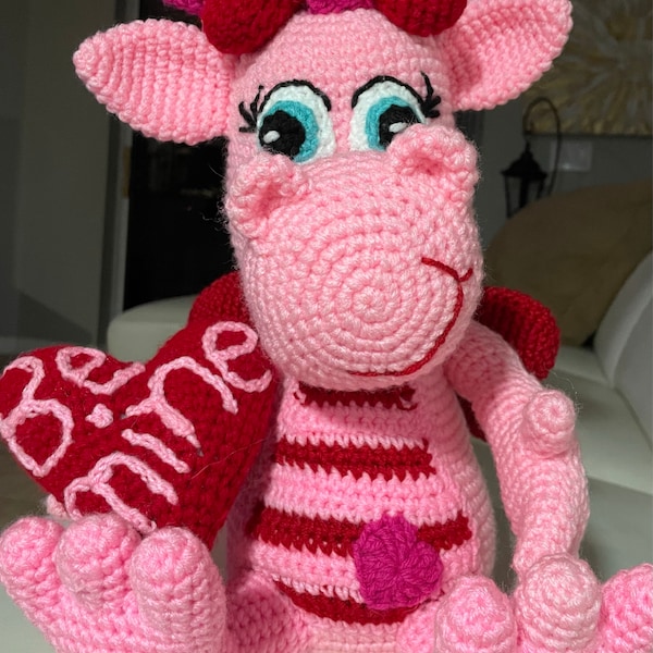 Dragon Crochet Pattern, Valentine Dragon, Pink Dragon (english PDF File ...