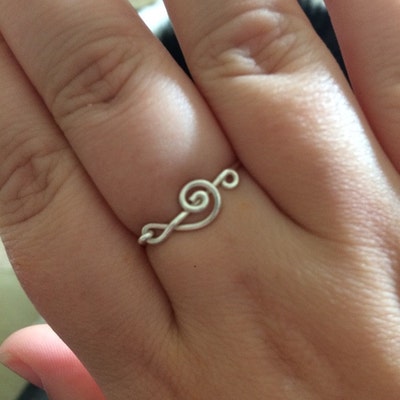 Silver Sideways Treble Clef Ring Treble Clef Ring Sterling - Etsy