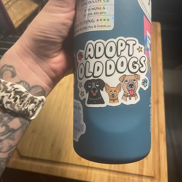 Adopt Old Dogs Weather-resistant Sticker, Dog Adoption Decal, Dog Lover ...