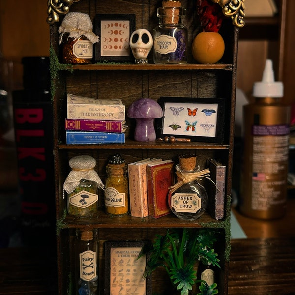 DIY KIT | Miniature Fairy Witch Bookshelf Kit | DIY Miniature Bookshelf ...