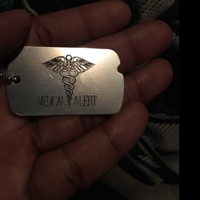 Military Style Medical Alert Id Tag, Custom, Engraved, Personalized ...