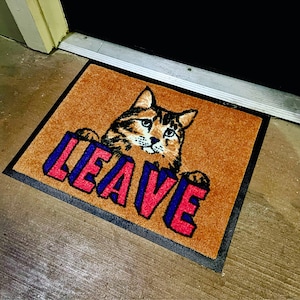 Leave Cat Welcome Door Mat - Etsy