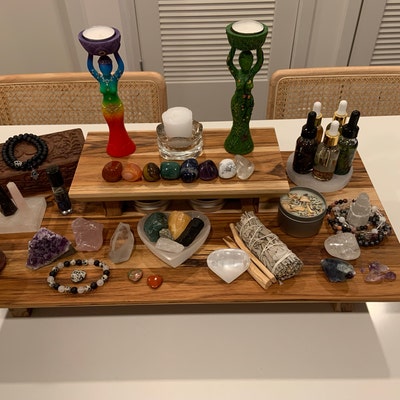 Altar Table, 2 Set, 2 Tier Altar Table, Crystal Shelf, Small Space ...