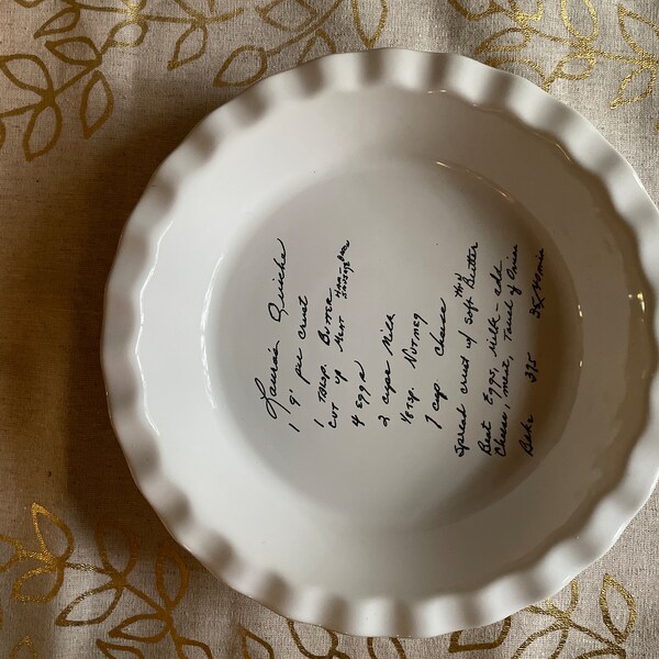 Personalized Pie Pan, Hand Written Pie Recipe, Family Recipe Plate ...