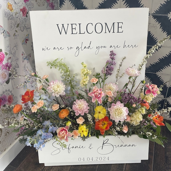 Custom Flower Box Welcome Sign for Events, Wedding Welcome Sign With ...