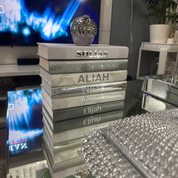 Personalized Luxury Stacked Books Home Decor, Fashion Designer ...