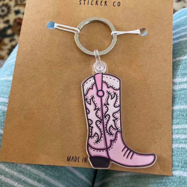 Cowboy Boot Keychain | Pink Cowboy Boot | Western Keychain | Bridesmaid ...