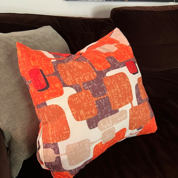 Retro Geometric Mid Century Modern Throw Pillow, Mid Mod Vintage Atomic ...
