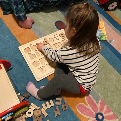 ABC Lowercase Block, Wooden Puzzle Easy for Little Hands to Hold - Etsy