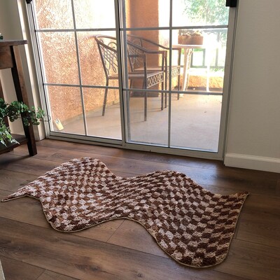 Funky Rug, Checkered Rug, Irregular Rug, Long Runner, Tufted & Non-slip ...