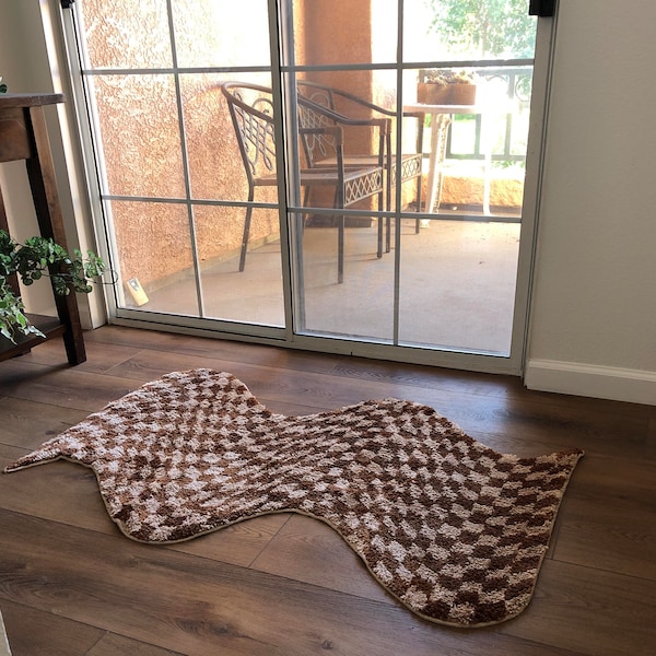 Irregular Rug, Checkered Rug, Cool Runner Rug, Aesthetic Tufted Rug ...